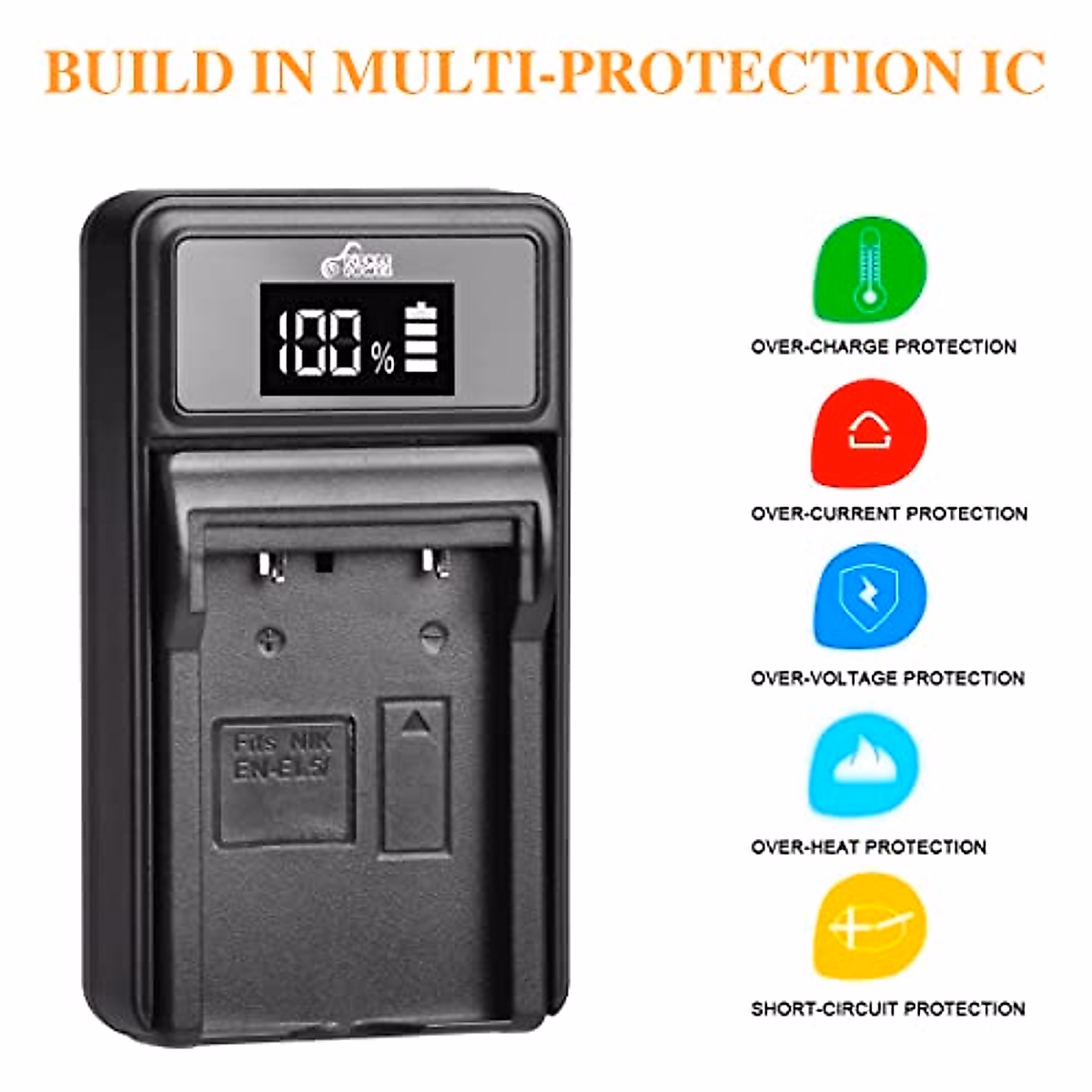 Pickle Power EN-EL5 Battery and LED Charger for Nikon EN-EL5 MH-61 Compatible with Nikon Coolpix 3700, 4200, 5200, 5900, 7900, P3, P4, P80, P90, P100, P500, P510, P520, P530, P5000, P5100, P6000, S10
