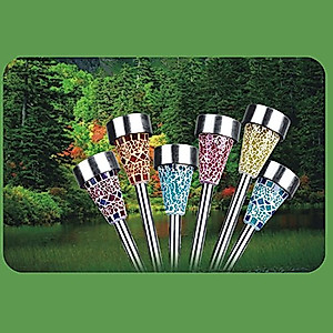 Solarek Solar Powered Mosaic Garden/Lawn/Path Rechargeable LED Lights (Stainless Steel, Landscape Lights for Outdoors, 4 Lights/Box, Solar Powered Self Efficient) - 6 Lights/1 Pack