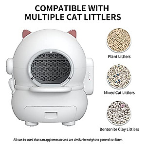 Self Cleaning Cat Litter Box, Automatic Cat Litter Box, Infrared Sensor Cat Litter Box, Safety Protection, Odor Removal with Mat for Multiple Cats
