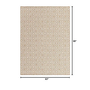 Unique Loom Outdoor Collection Area Rug - Costa Rica (5' 3" x 8' Rectangle, Beige/ Cream)