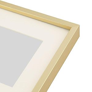 Golden State Art, 4x4 Aluminum Collage Frame, Displays 4 x 4 Pictures With 9 Openings Mat or One 16x16 Photo, Real Glass, Wall Display, Gold, 1 Pack