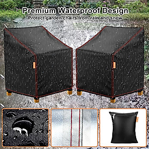 Patio Chair Cover,2 Pack Lawn Outdoor Furniture Chair Covers With Strip, Heavy Duty Chair Cover For Lawn Lounge Deep Seat, Patio Dining Chair And High-back Chair(33"W X 34"D X 31"H)