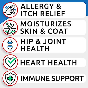 BARK&SPARK Omega 3 for Dogs - 150 Fish Oil Treats for Dogs - Skin and Coat Supplement - EPA & DHA Fatty Acids - Canine Salmon Oil - Pollock