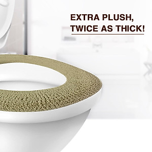 Warm-n-Comfy Soft Toilet Seat Cover - Plush & Thick Fabric Toilet Seat Warmer for Round & Elongated 14x18 Toilet Seats - Reusable, Machine-Washable, Easy-Install - Gift-Rady Packaging - Frost Gray