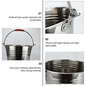 Tofficu Stainless Steel Milk Bucket with Lid Handle, Milk Pail Bucket Milk Can Tote Jug Ranch Milking Bucket Livestock Care Supplies 22CM