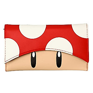 Super Mario Red Mushroom design Juniors Flap Women's Tri-fold Girls Wallet