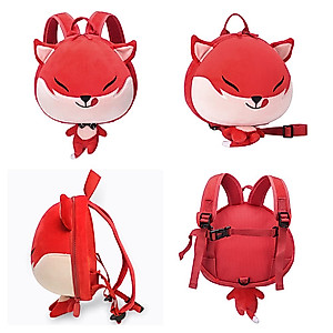 Kids happy Animal Backpack Leash for Toddlers,Baby Harness Backpack for Kids,Child Backpack Walking Leash,Plush Backpack Harness,Cute Backpack Leash,Toddler Tether Backpack (Fox)