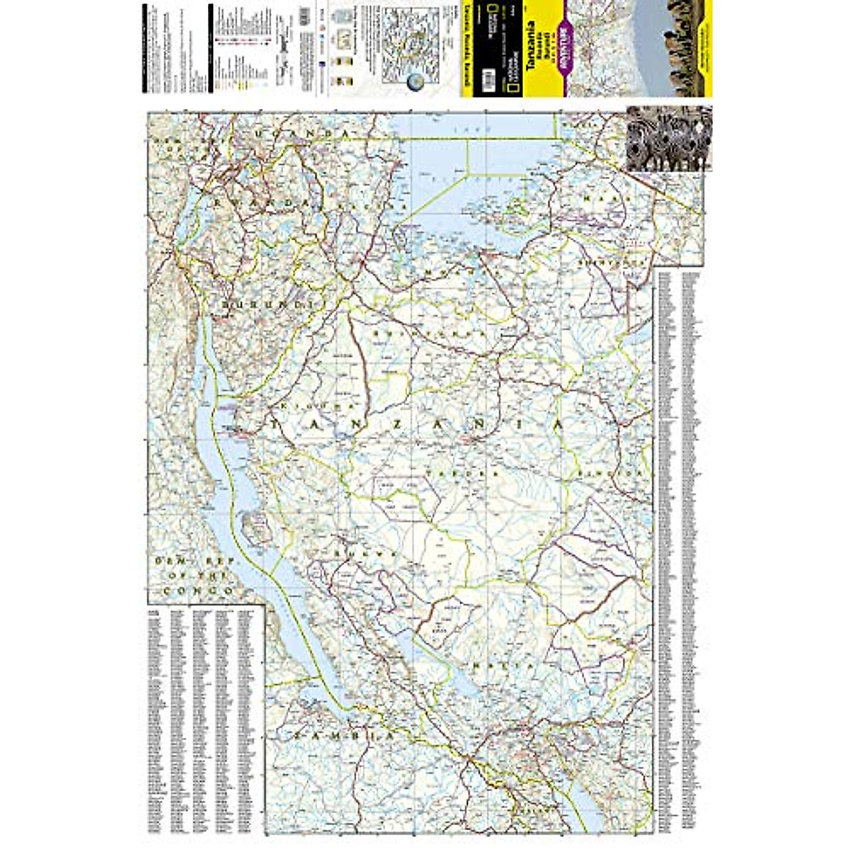Tanzania, Rwanda, and Burundi Map (National Geographic Adventure Map, 3206)