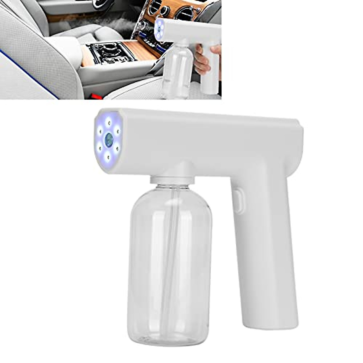 Mist Sprayer Gun Electric Spray Fogger Spray Fogger Handheld Atomizer Steam Nanometer Disinfectant Machine Office School Garden[White]