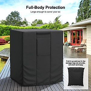 Mrrihand Central Air Conditioner Cover for Outside Units Waterproof Heavy Duty AC Unit for Outdoor Large AC Cover for Winter (36"X36"X39")-Balck