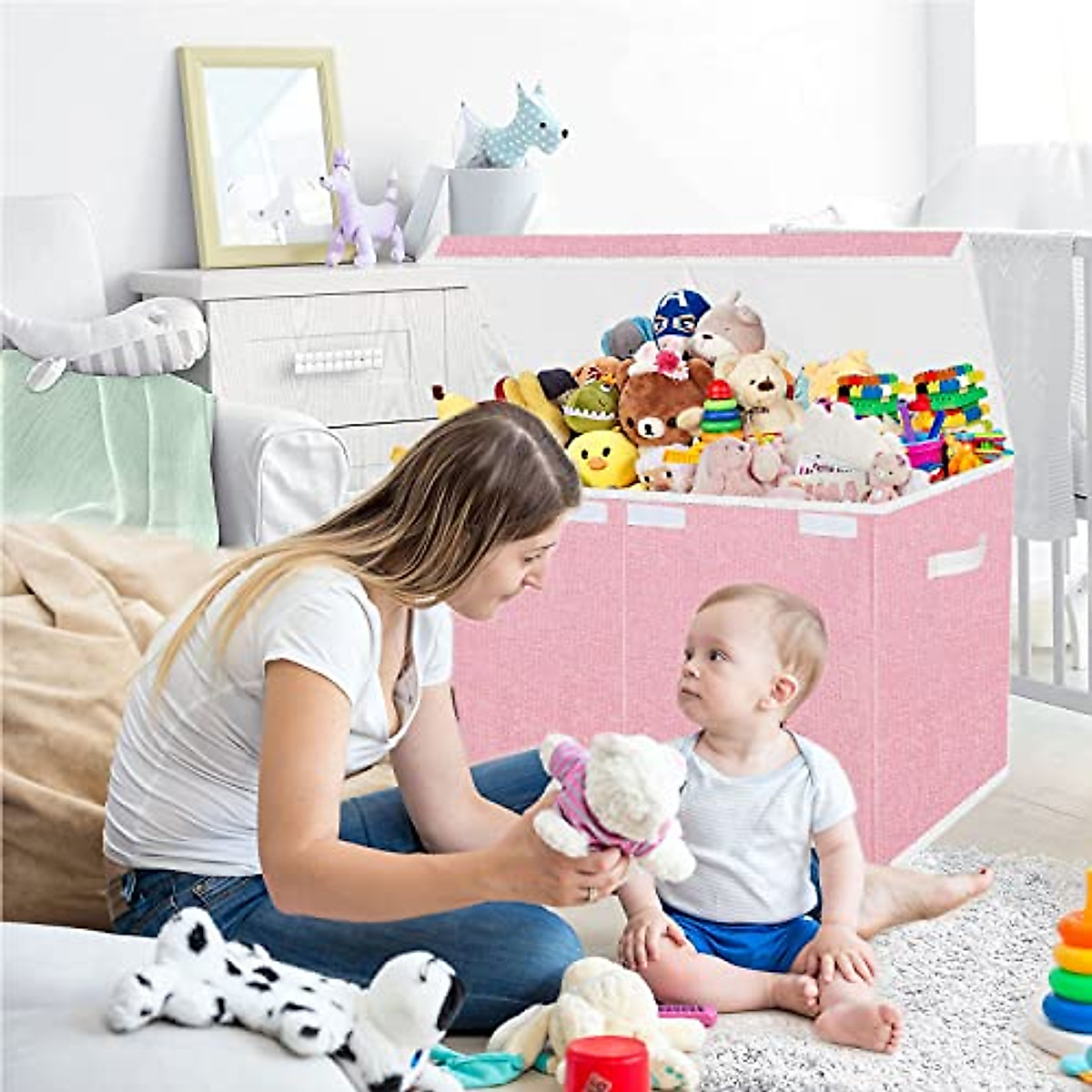 Pantryily Toy Storage Box for Girls, Large Kids Toy Chest Boxes Organizers and Storage 24.5"x13"x16"(Pink)