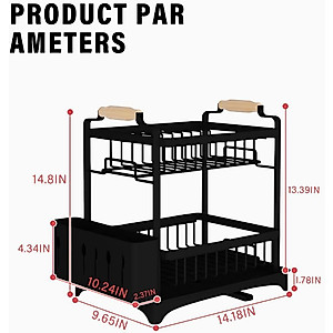 MCUIATN Dish Drying Rack -Multifunctional Dish Rack (Black)