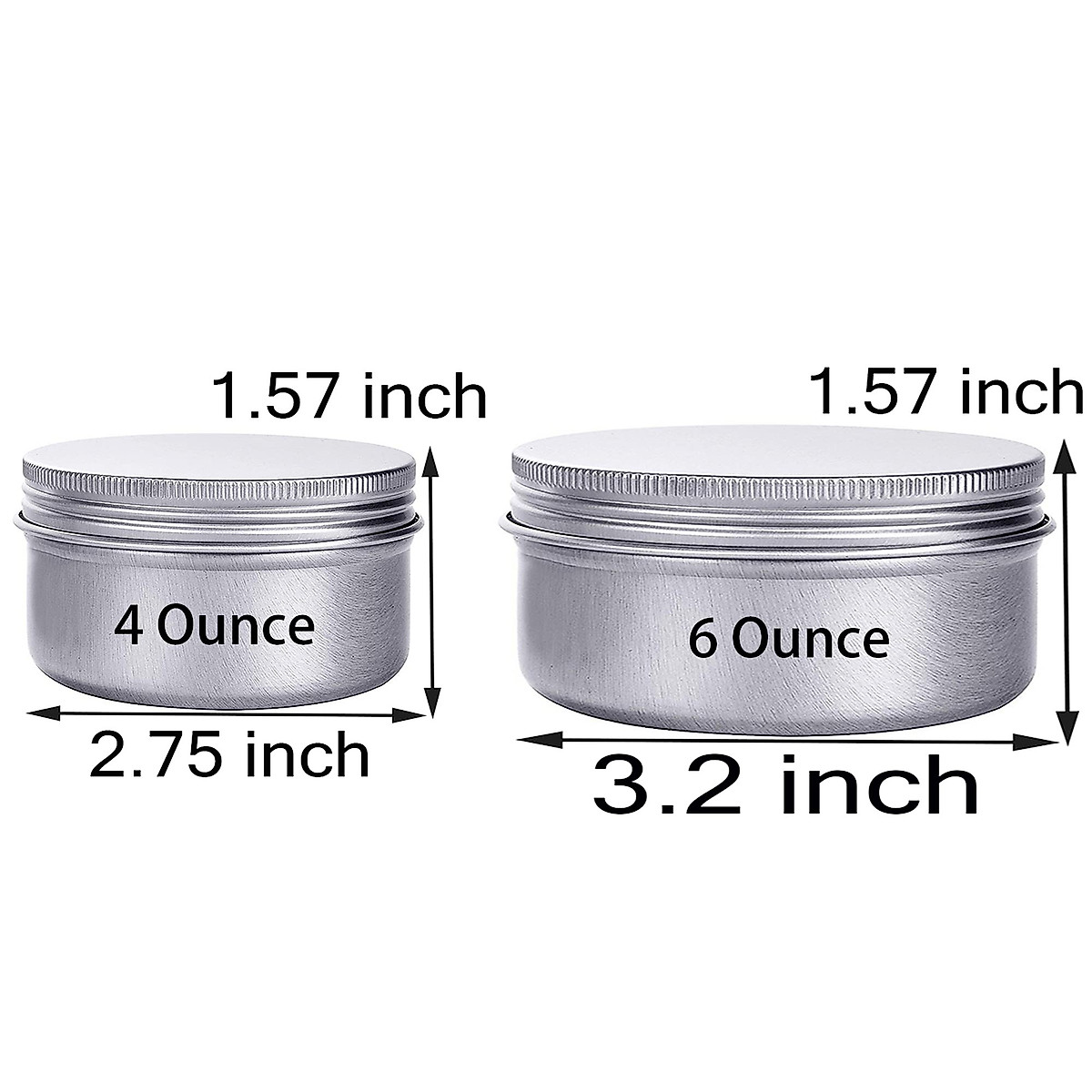 6 Ounce Aluminum Cans 180 mL Screw Lid Metal Storage Tins Containers for Storing Spices, Candies, Lip Balm, Candles, 12 Pcs.