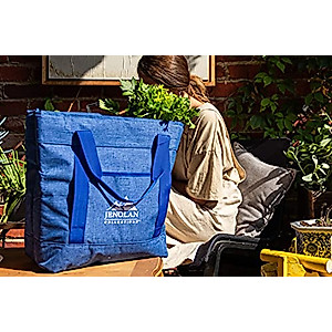 Large Collapsible Insulated Grocery Bag (2 Pack) Reusable Blue Cooler Bag for Frozen Foods and Groceries