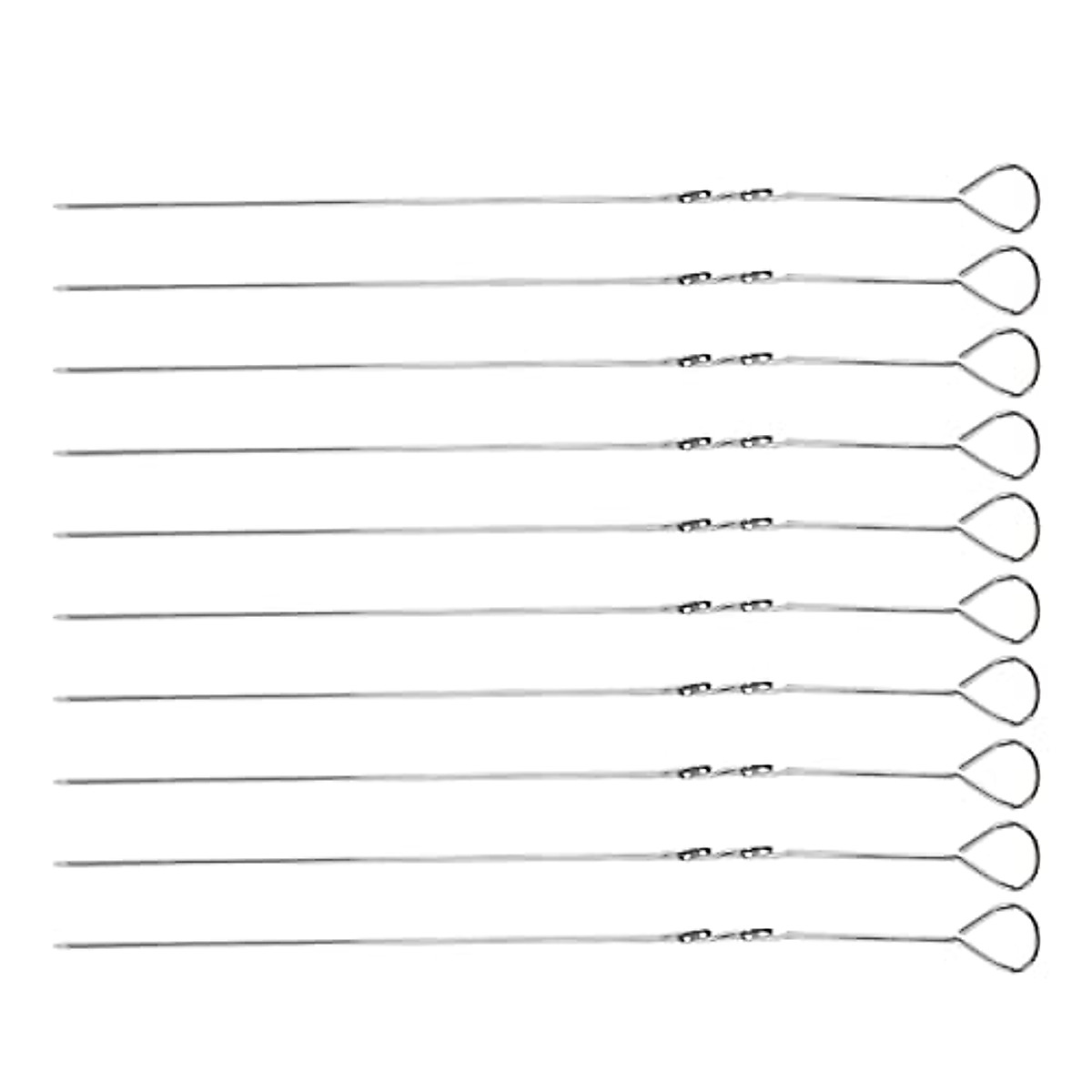 RvSky Garden kit Barbecue Skewer Flat Long Reusable Stainless Steel Kebab Sticks for Meat Vegetable Grilling 10pcs