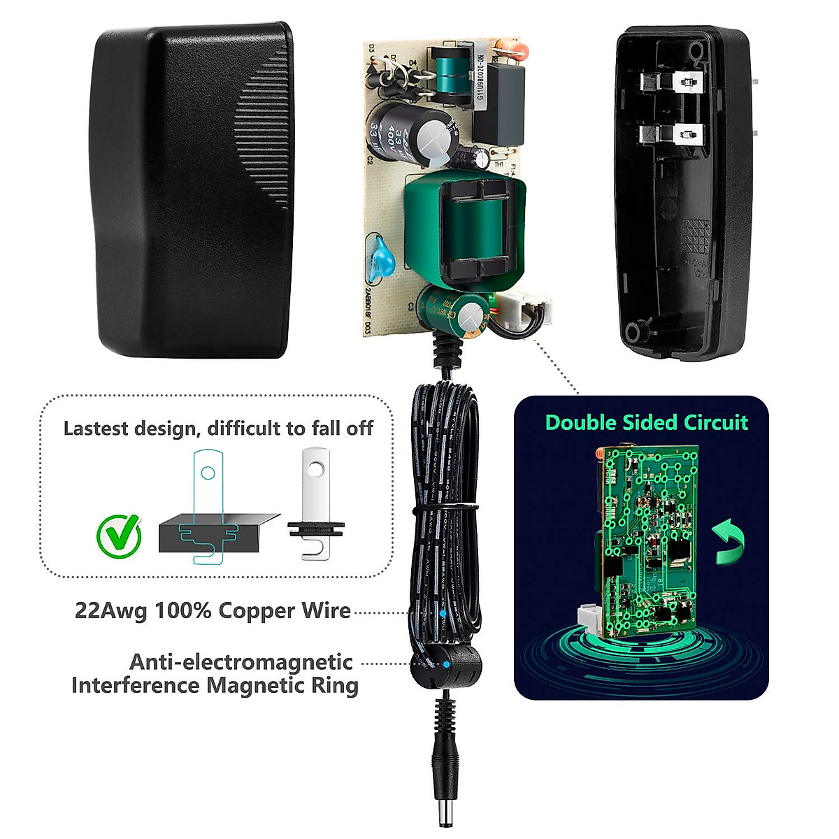 Chanzon 12V 1.5A 18W Power Supply AC DC Switching Adapter, 12 Volt 1.5 Amp AC/DC Wall Wart Converter Transformer, 100-240v 50 60HZ Input with 12vdc 1500ma Output