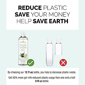 KinRose Care, 12oz Organic Aloe Vera Gel for Face, Skin, Hair & Sunburn Relief - From 100 Percent Pure Aloe Vera - Cold Pressed, Vegan, Unscented - Made in USA.