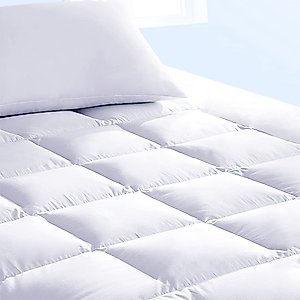 Pure Brands Full Mattress Topper & Mattress Pad Protector in One Quality Plush Luxury Down Alternative Pillow Top Make Your Bed Luxurious 18" Deep Pockets