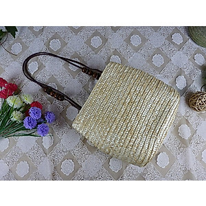 TONWHAR European Style Straw Bag Purse Woven Summer Beach Tote for women (Natural)