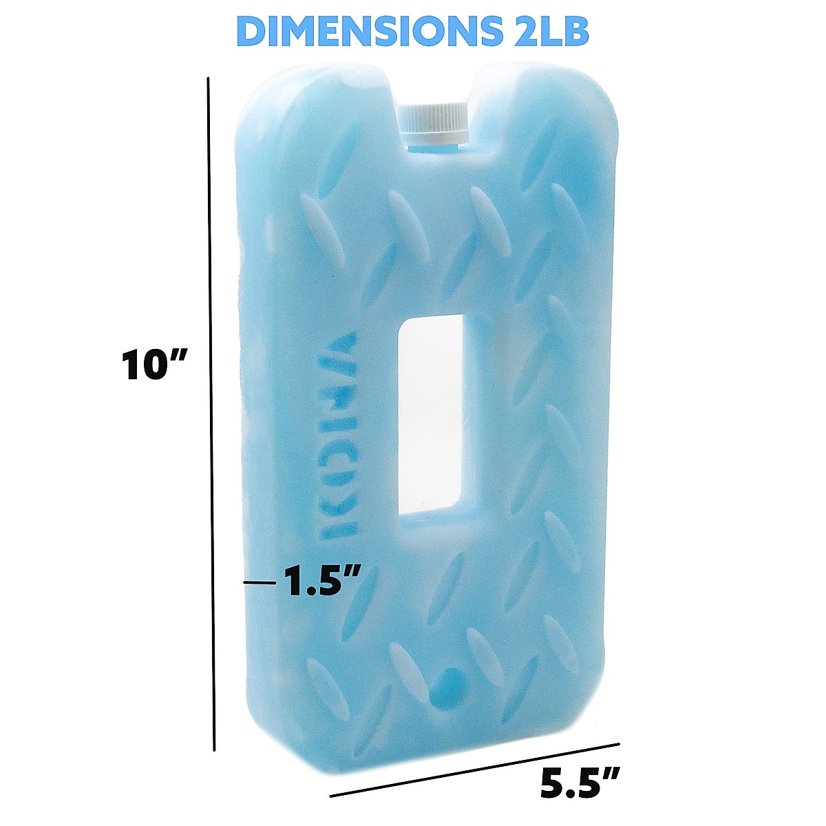 Kona Blue/Ice Ice Packs for Lunch Box - 2 lb Freezer Packs Compatible with Yeti Cooler Bags | Dry Ice Shock Pack, Long-Lasting Reusable Ice Packs for Lunch Bags (10" x 5.5" x 1.5" Pack of 4)