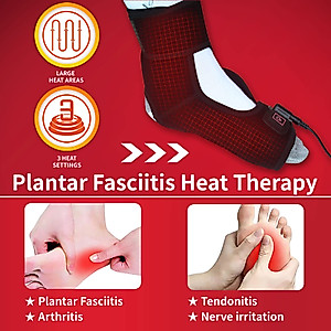 CREATRILL Heated Achilles Tendonitis/Plantar Fasciitis Foot Ankle Wrap With 3 Level Controller, Pad for moist heat Therapy, injuries Pain Relief for Sprains, Strains, Arthritis, Torn Tendons