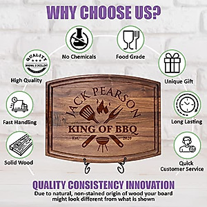 Personalized Dad Cutting Board - Custom Wood Grill Board For BBQ Masters - Unique Barbeque and Grilling Gift Idea for Fathers Day, Birthday, Anniversary, Christmas For Men, Husband, Dad, Grandpa, Him