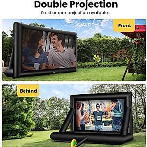 VIVOHOME 20 FT Inflatable Projector Screen for Outside, Blow Up Movie Screen Outdoor Use, Mega Large TV Screen with Carry Bag for Backyard, Triangular Back Support