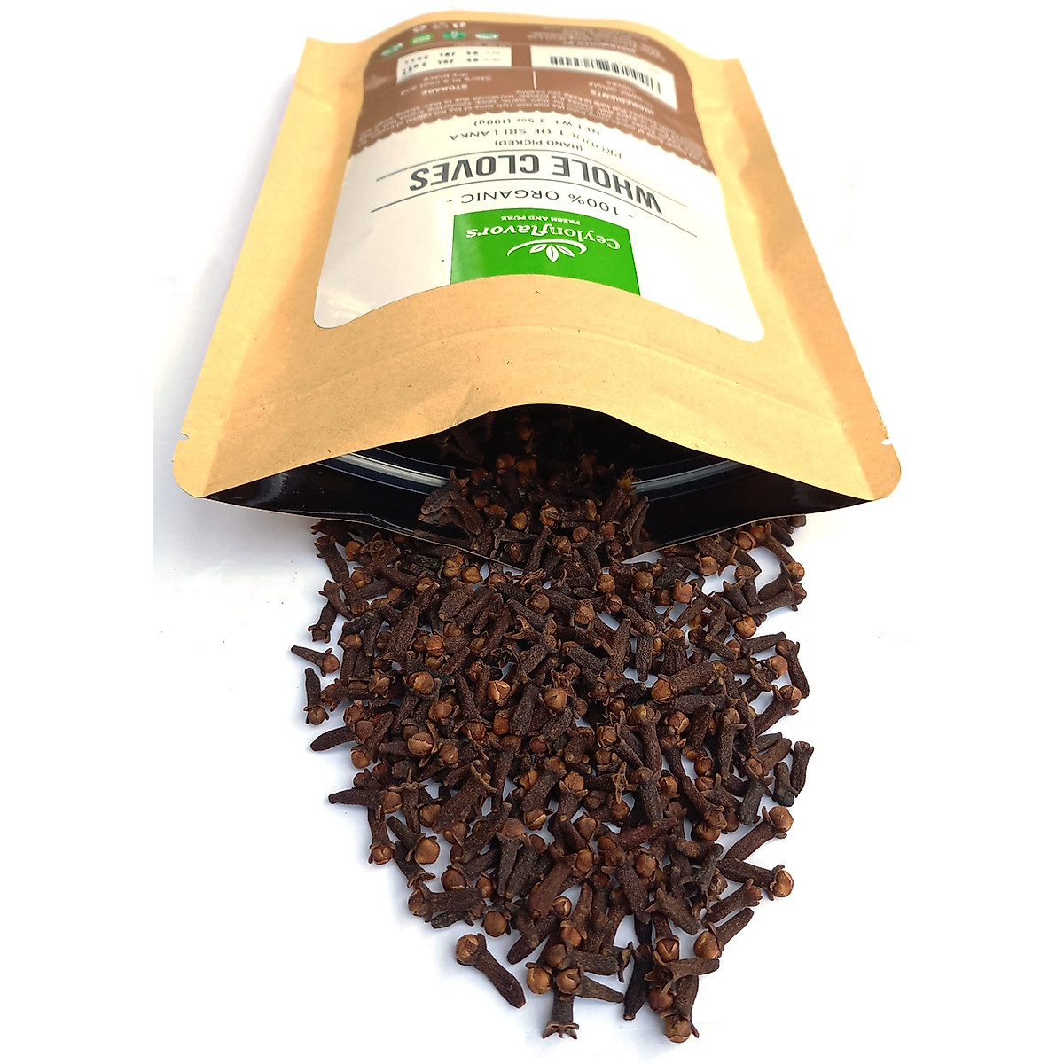 CEYLONFLAVORS FRESH AND PURE Organic Hand Picked Whole Cloves 3.5oz. Harvested from a USDA Certified Organic Farm in Sri Lanka