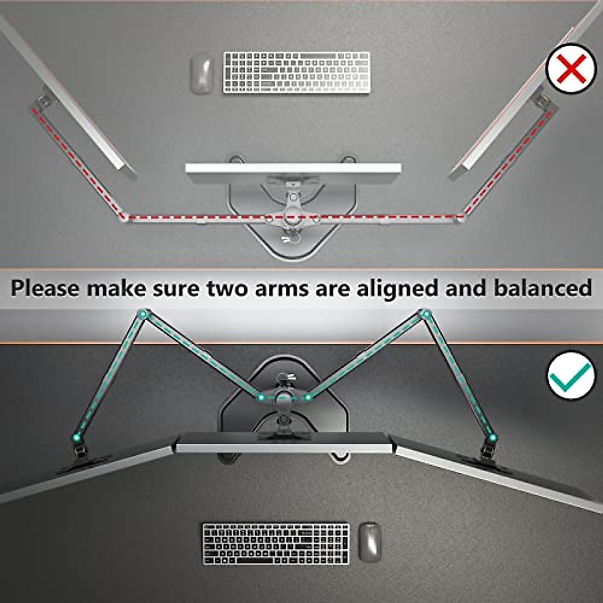 WALI Free Standing Triple LCD Monitor Fully Adjustable Desk Mount Fits 3 Screens up to 27 inch, 22 lbs. Weight Capacity per Arm (MF003), Black