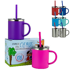 Real Deal Steel "Keep it Real Kids Mugs - 100% Lead and BPA Free Kids Coffee Mug for Hot Chocolate - Set of 2