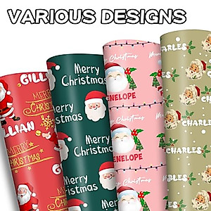 Artsadd Custom Christmas Wrapping Paper Rolls with Name, Personalized Wrapping Paper for Christmas Gifts, Personalized Christmas Wrapping Paper for Merry Christmas