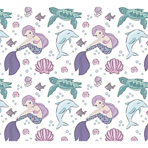Stesha Party Mermaid Wrapping Paper Dolphin Turtle Ocean Gift Wrap 30 x 20 Inch (3 Sheets)