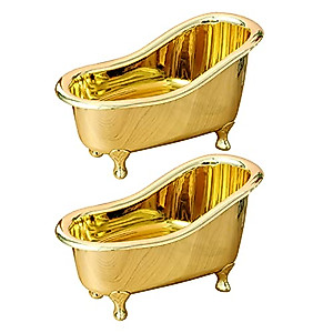 KALLORY Dish Vanity Golden Shaped Organizers Jewelry Caddy for Necklace Earrings Soap Organizer: Bathtub Home Cosmetics Beauty Skincare Storage Countertop Desktop Organizer Decorations