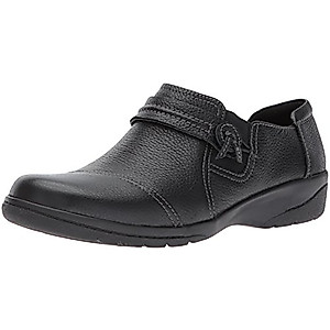 Clarks Women's Cheyn Madi Loafer, Black Tumbled Leather, 8.5 M US