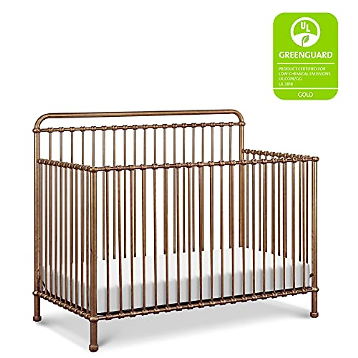NAMESAKE Winston 4-in-1 Convertible Metal Crib in Vintage Gold, Greenguard Gold Certified