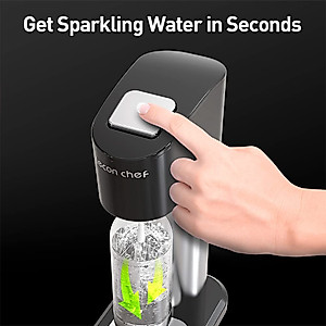 leconchef soda maker Sparkling Water Maker Easy to Operate for Home With 2 PET battles, One Touch,Compatible with Screw-in 60L CO2 Exchange Carbonator (NOT Included),Black