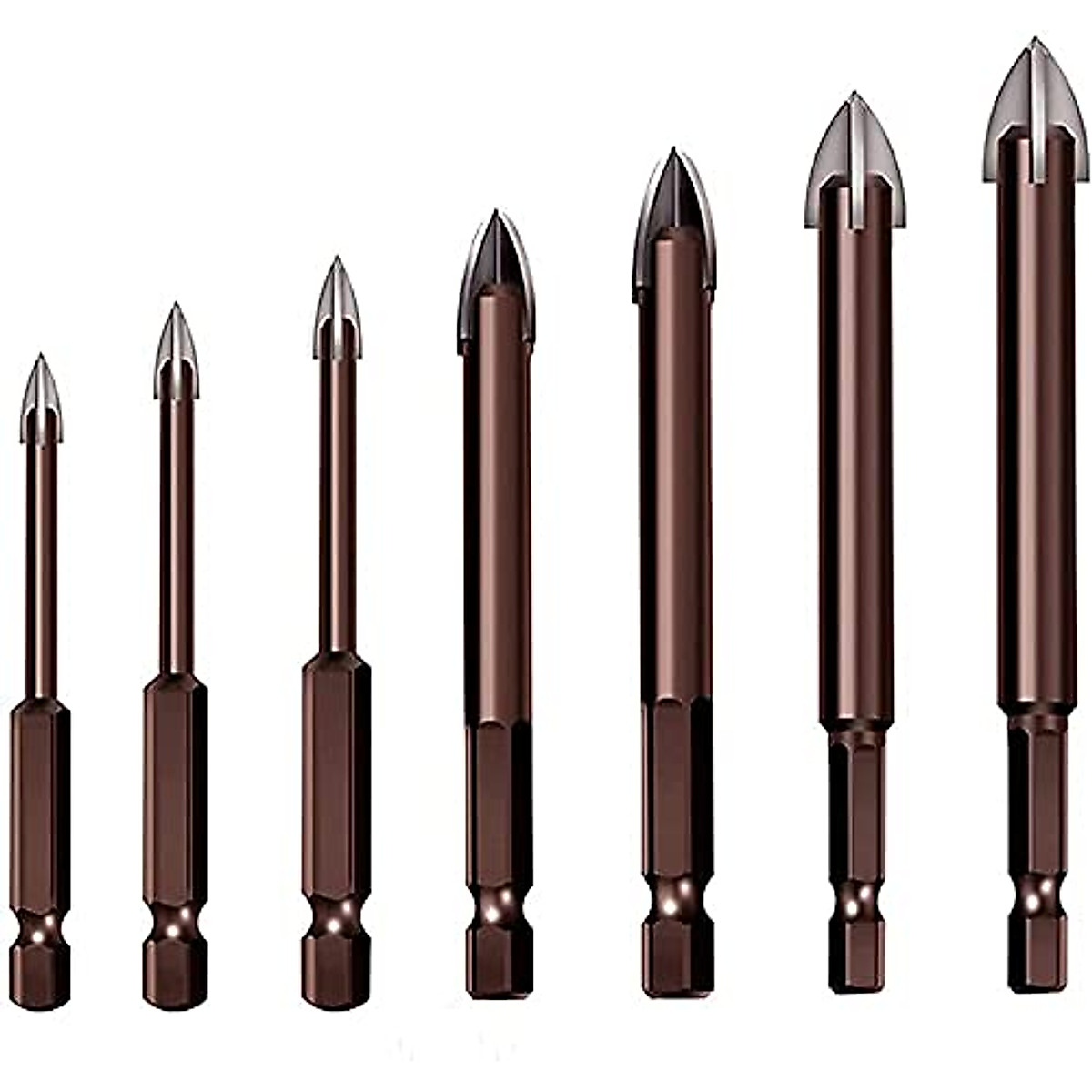 5/7PCS Efficient Universal Drilling Tool, Titanium Combination Drill Tap Bits Set, Triangle Drill Bit, Glass, Tile and Concrete Drill Bit, Multifunctional Cross Alloy Drill Bit Tip Tools (7 PCS)