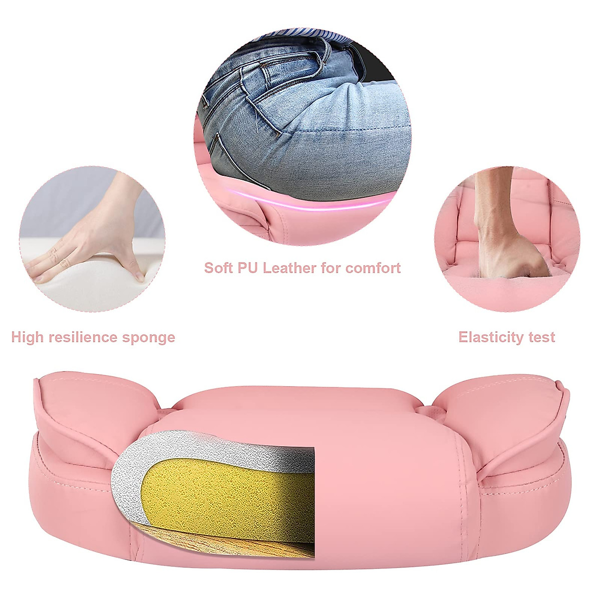 Ergonomic Executive Office Chairs, High Back Leather Office Desk Chairs with Flip up Arms and Height Adjustment, Home Office Computer Task Desk Chair Swivel Home Comfort Chairs (Pink)