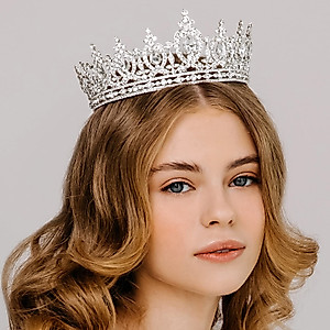 AW BRIDAL Wedding Crown Tiara Crystal Birthday Crown for Women Rhinestone Queen Crown Bridal Party Pageant Crown Wedding Hair Accessories for Brides (Silver)