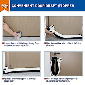 MAGZO Under Door Draft Stopper 36 Inch, Weighted Animal Noise Blocker for Door, Panda Draft Guard with Hook Loops