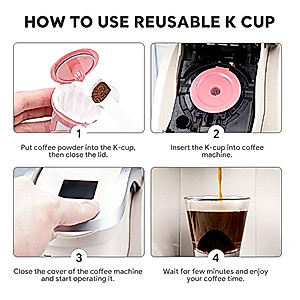 i Cafilas Week Reusable Cup Accessories for Keurig Filter K mini Plus,K-Cafe,K-cafe K83,K-Latte,K45 Elite,K-Classic,K-Compact,Reusable K Pods 2.0 and 1.0 Brewer (6 pcs in Pink)