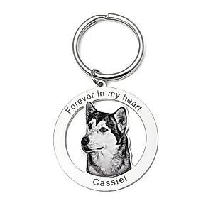 Portrait Your Pet Photo Key Chain Personalized Dog Keychain Custom Picture Keyrings Dog Photo Keyring Pet Keepsake JewelryPet Lover Gift