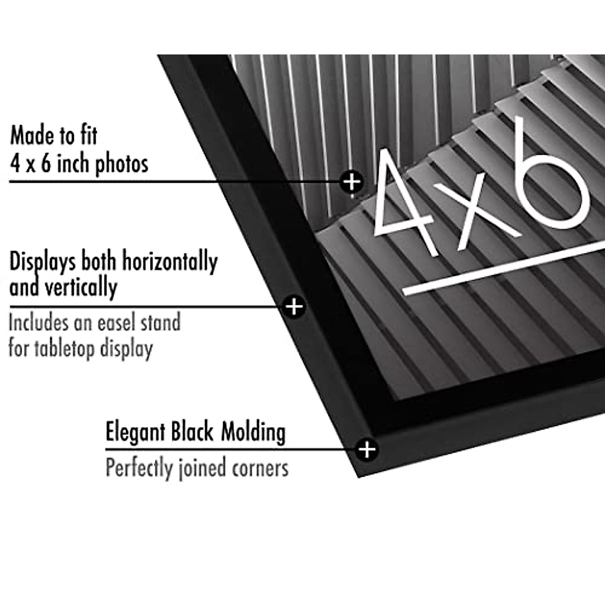 Americanflat 4x6 Picture Frame 2 Pack in Black with Polished Plexiglass - Thin Border 4 X 6 Inch Photo Frames for Wall or Desk - in Horizontal or Vertical Format