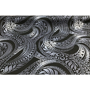Gray Swirly Tribal Hawaiian Print Fabric 100% Cotton Sold by The Yard