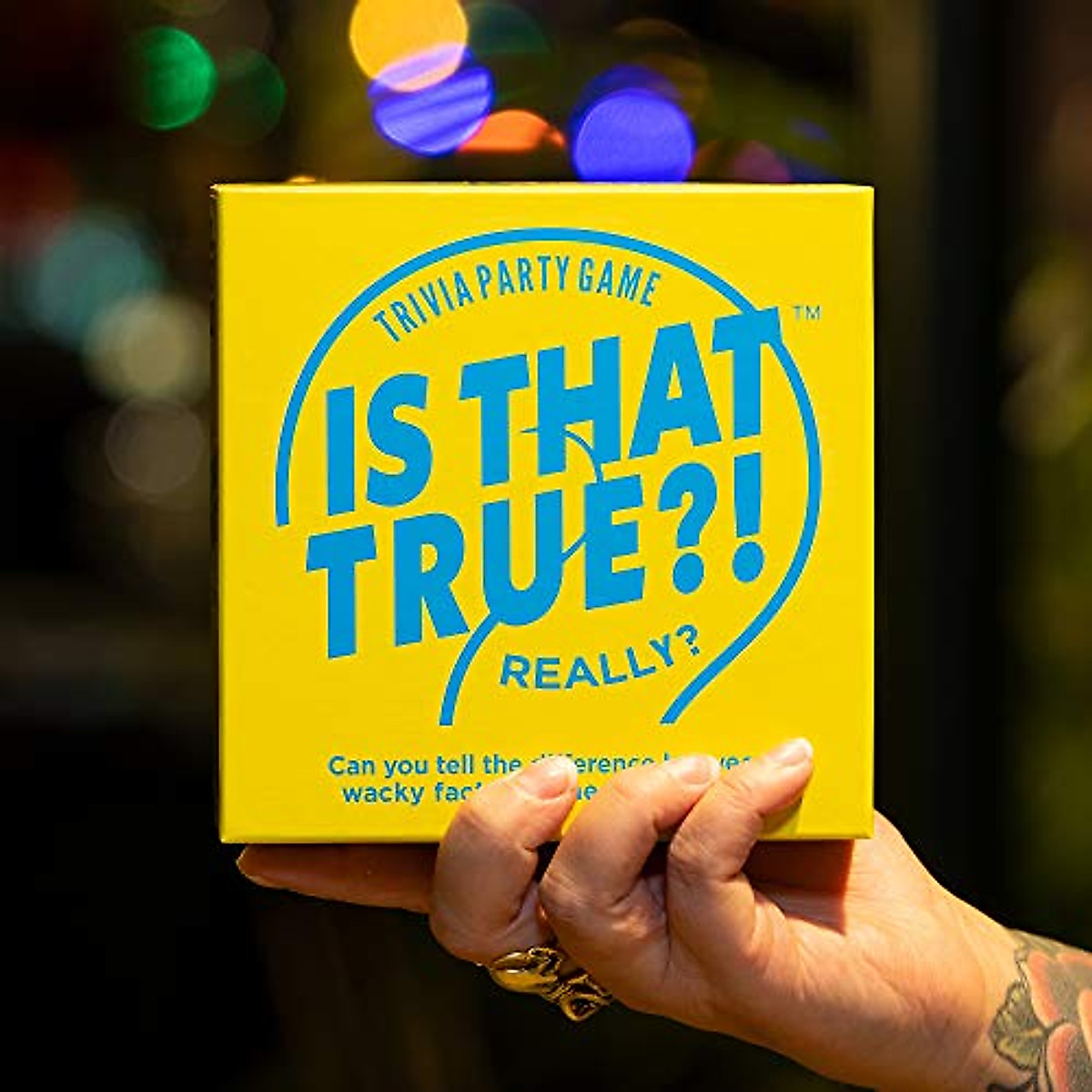 Hygge Games is That True?! – Can You Tell The Difference Between Wacky fact and Sneaky Fiction? – Trivia Party Game, Yellow (21125)
