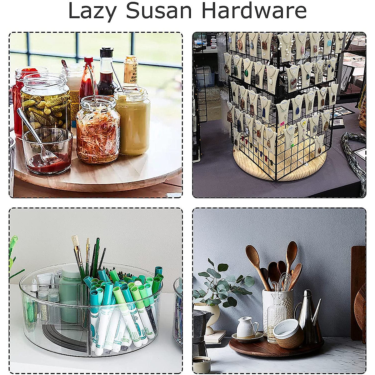 ZIQI 2 Pack 12 Inch Lazy Susan Plastic Rotating Turntable, Steel Ball Bearings Swivel Stand, ABS+PC Lazy Susan Hardware for Potted Plants, Rotating Display Stand, Stereo Speakers, 75 Lbs Capacity