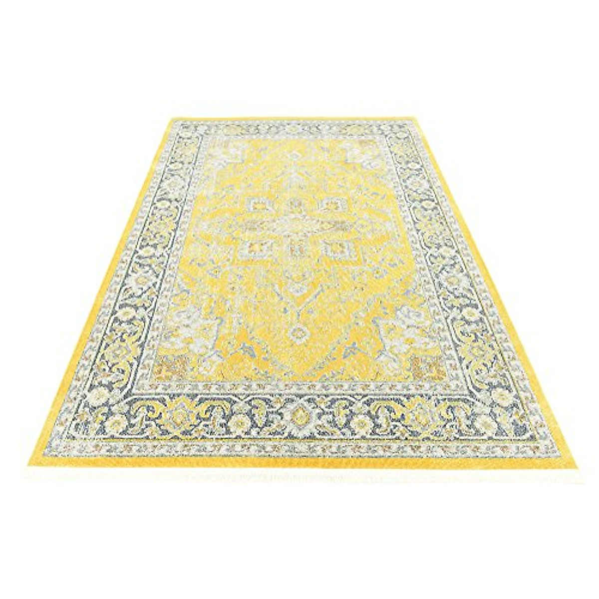 Unique Loom Baracoa Collection Area Rug - Prado (5' 5" x 8' Rectangle, Yellow/ Ivory)