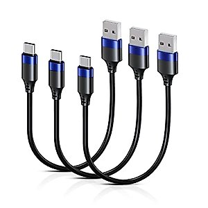 Short USB C Cable, 1ft 3Pack USB Type C Charger Cord Durable 12 inch 3A USB A to USB C Fast Charging Cable 1 Foot Compatible with Samsung Galaxy S10 S9, Note 10 9 8, and Other USB C Devices, Blue