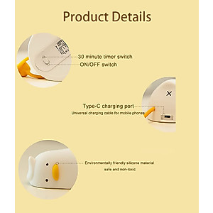 Zendure LED Lying Flat Duck Night Light, Cute Light Up Duck, Silicone Dimmable Nightlight, Rechargeable Bedside Touch Lamp for Breastfeeding Toddler Baby Kids Room Decor Gift