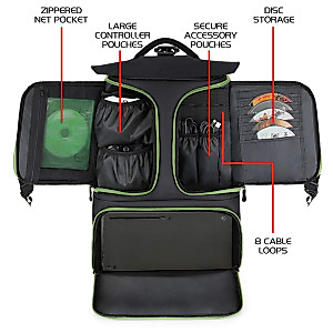 ENHANCE Console Gaming Backpack Compatible with Xbox Series X , Xbox Series S - Xbox Series X Carrying Case with Compartments for Controllers, Games & Accessories - Headset Storage , Zippered Pockets